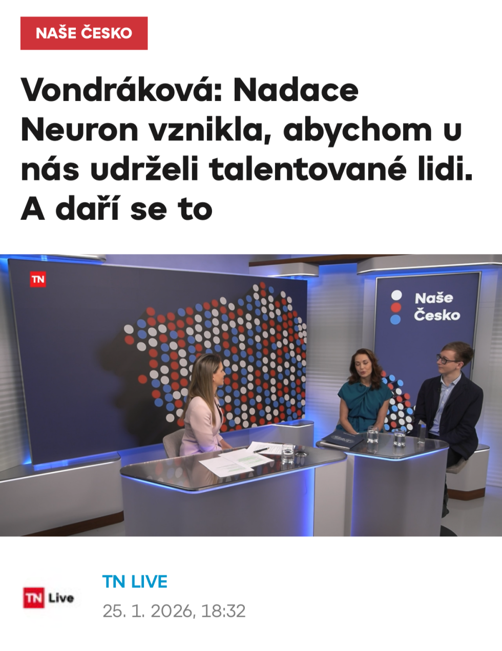 TV Nova: Nadace Neuron vznikla, abychom u nás udrželi talenty | Nadace ...